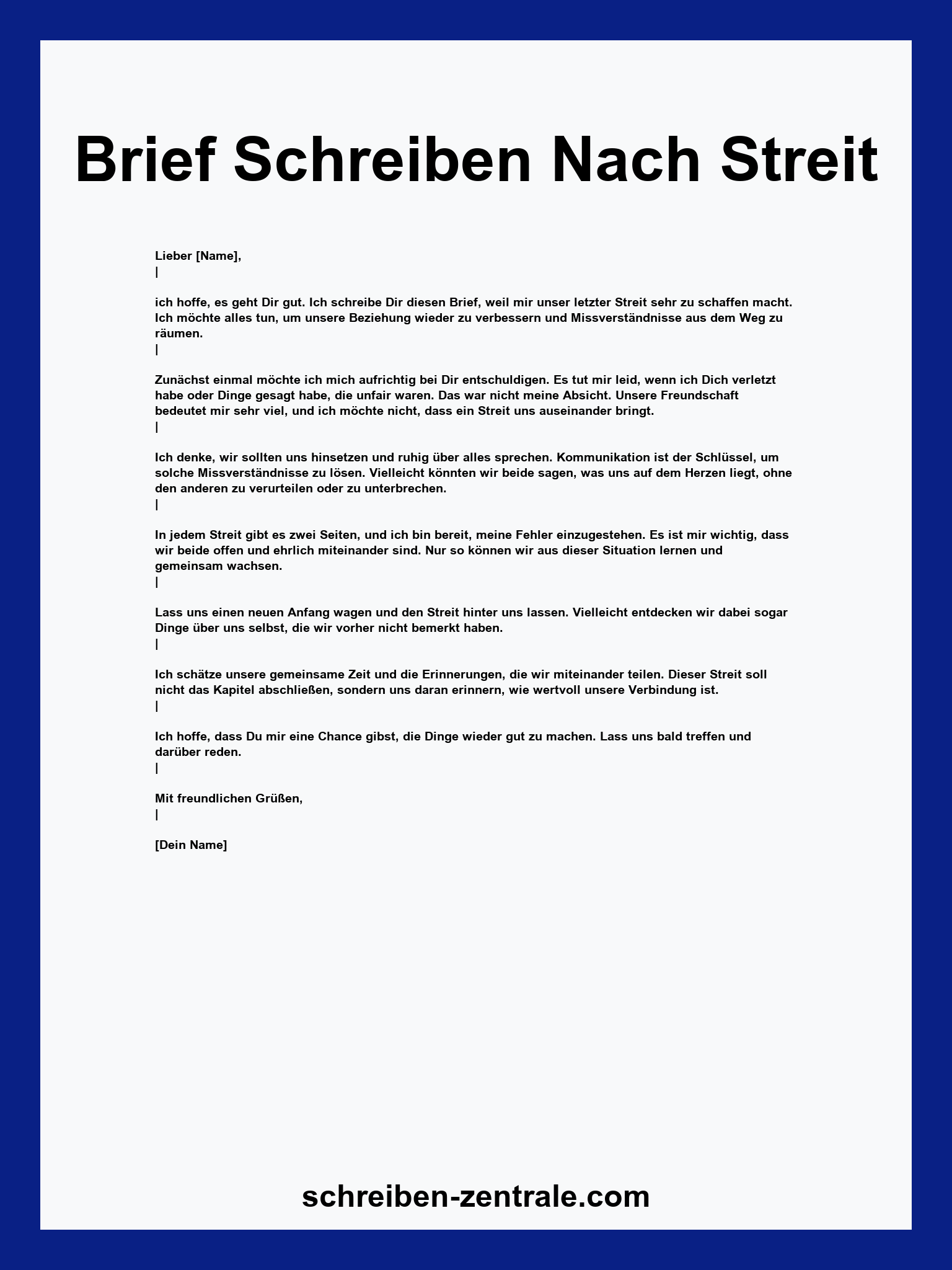Brief Schreiben Nach Streit Vorlage