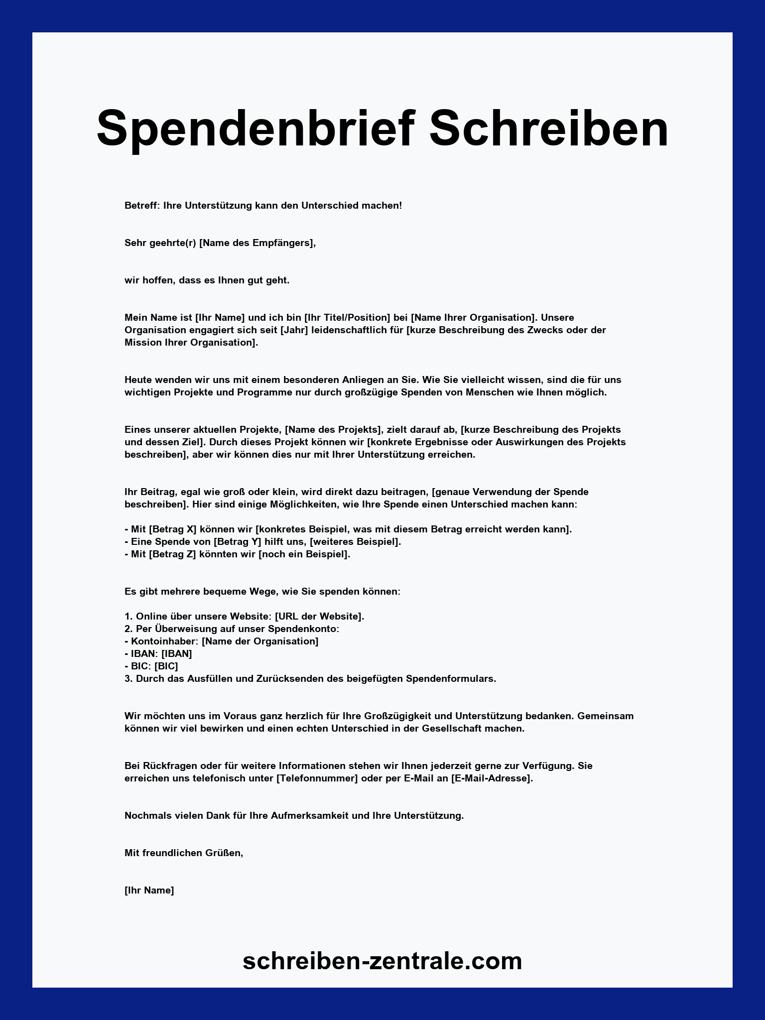 Spendenbrief Schreiben Muster