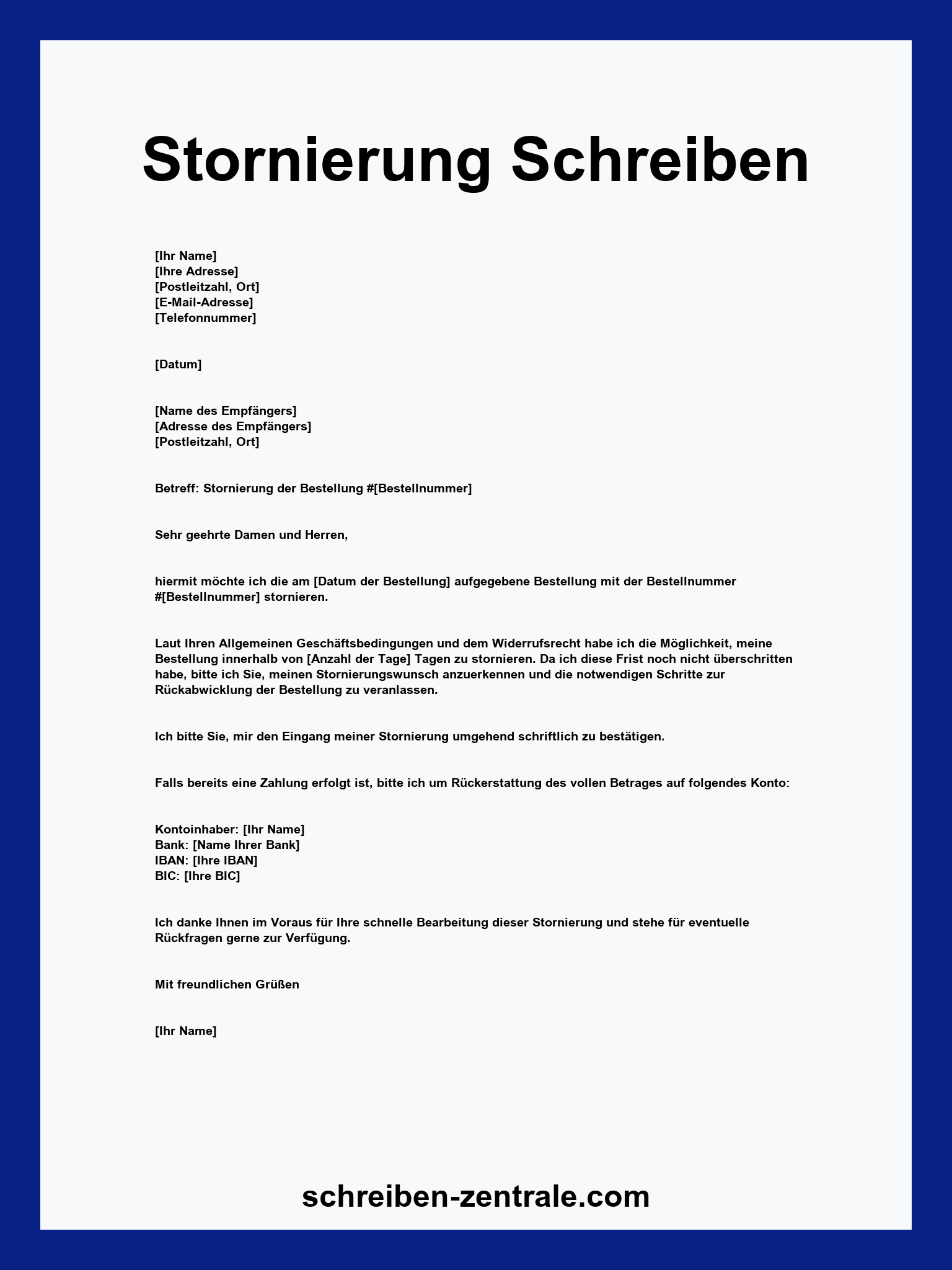 Stornierung Schreiben Muster
