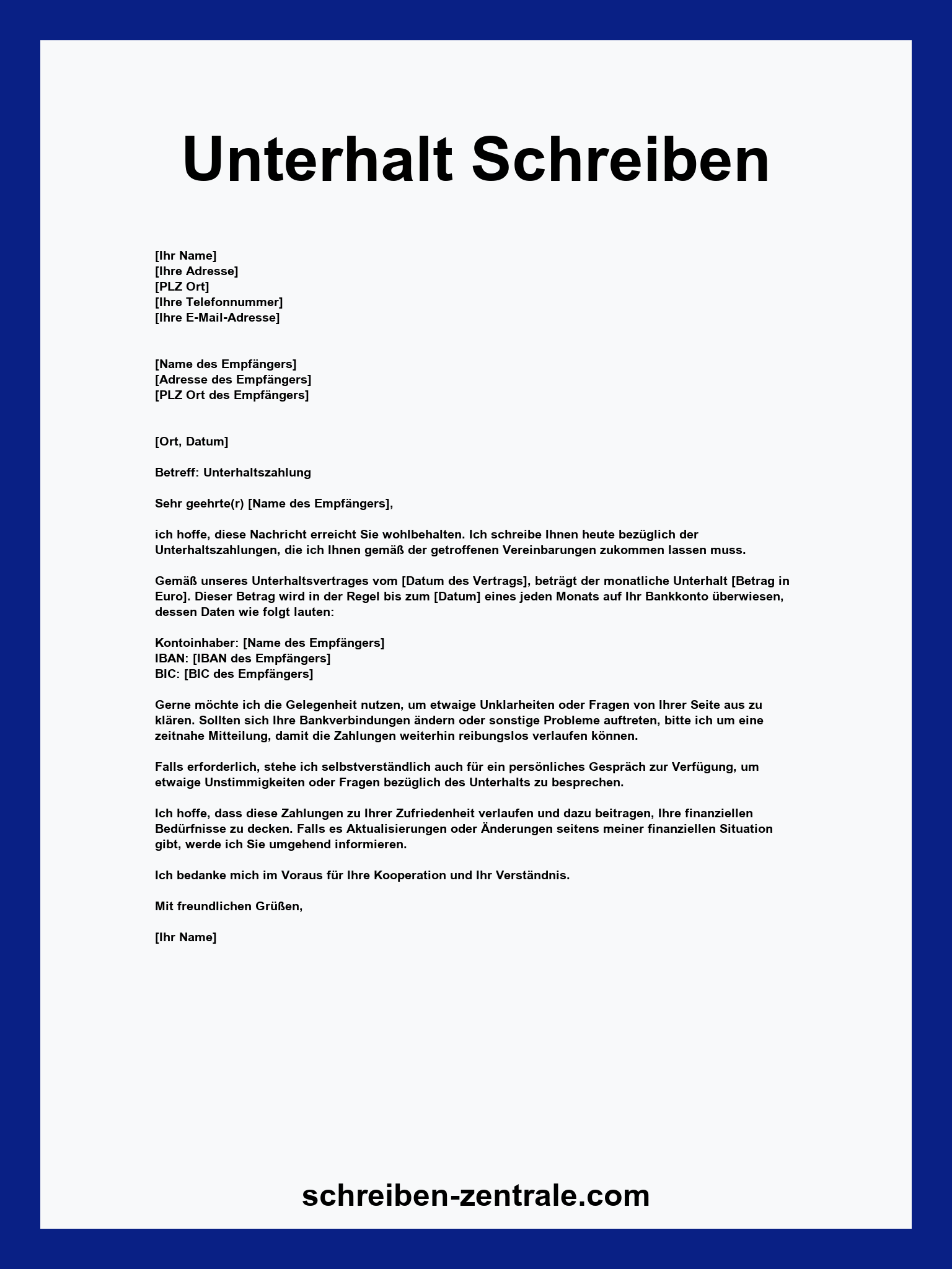 Unterhalt Schreiben Muster
